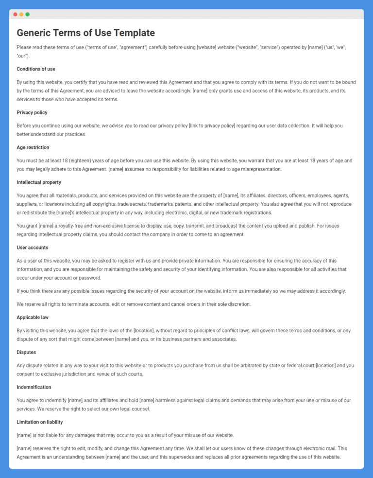 Sample Terms of Use Template & Examples [Download for FREE]