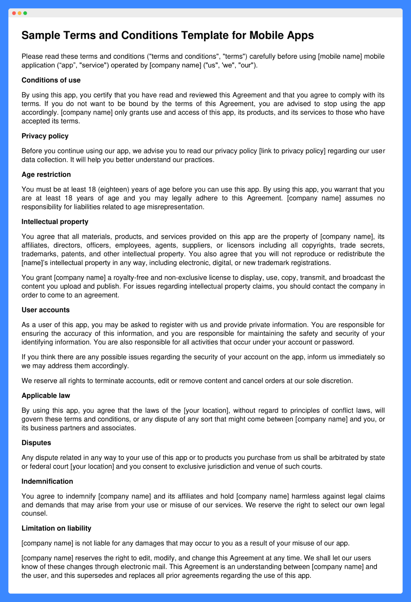 Terms and Conditions for Mobile Apps [Free Template]
